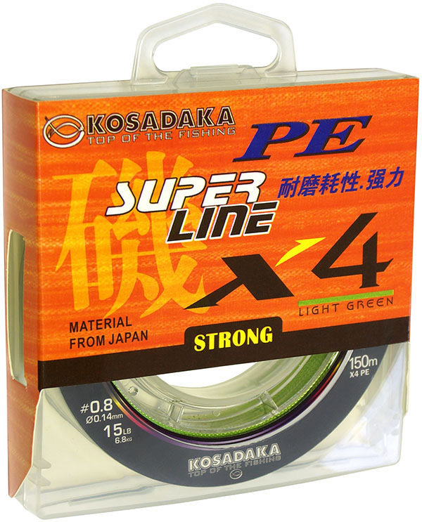 Леска плетеная Kosadaka SUPER LINE PE X4 150м light-green 0.12 mm в ...